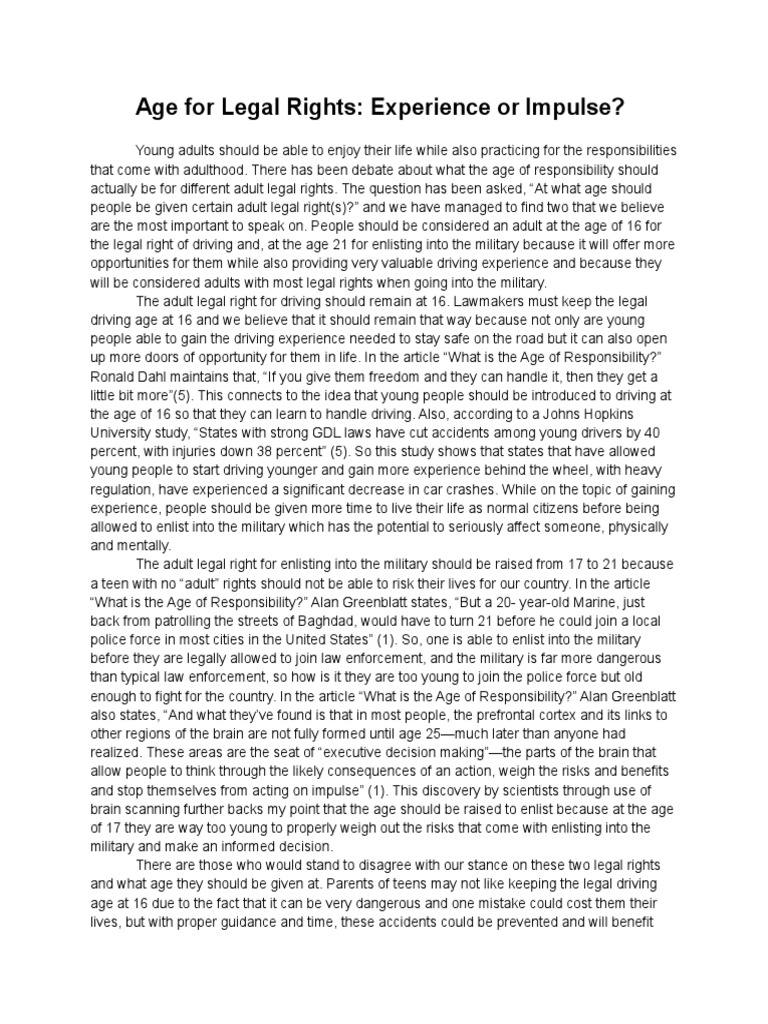 Age of Responsibility Assignment | PDF | Adolescence | Police