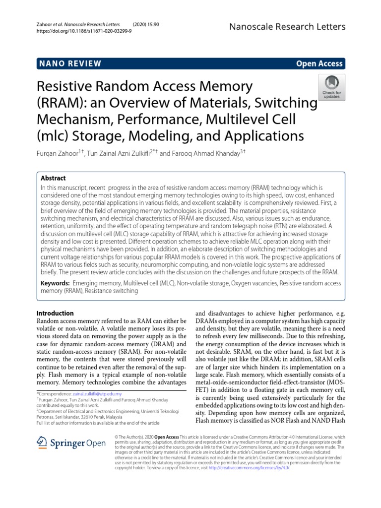 Resistive Random Access Memory | PDF | Computer Memory | Flash Memory