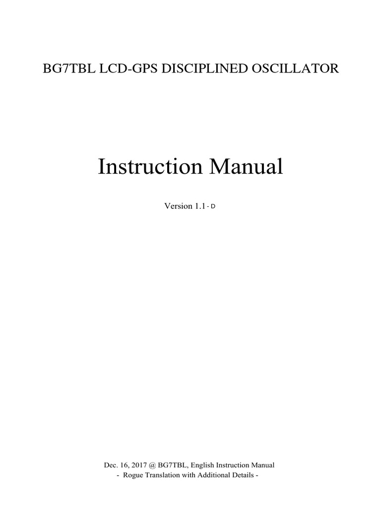 BG7TBL GPS Disciplined Oscillator Manual | PDF | Global Positioning ...