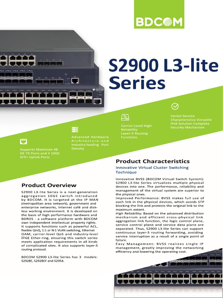 BDCOM S2900 Series Switch Overview | PDF | Computer Network | I Pv6