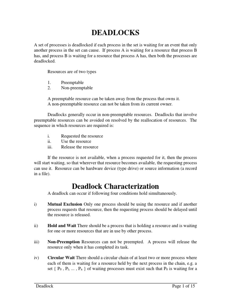 Deadlock | Download Free PDF | Computer Science | Computing