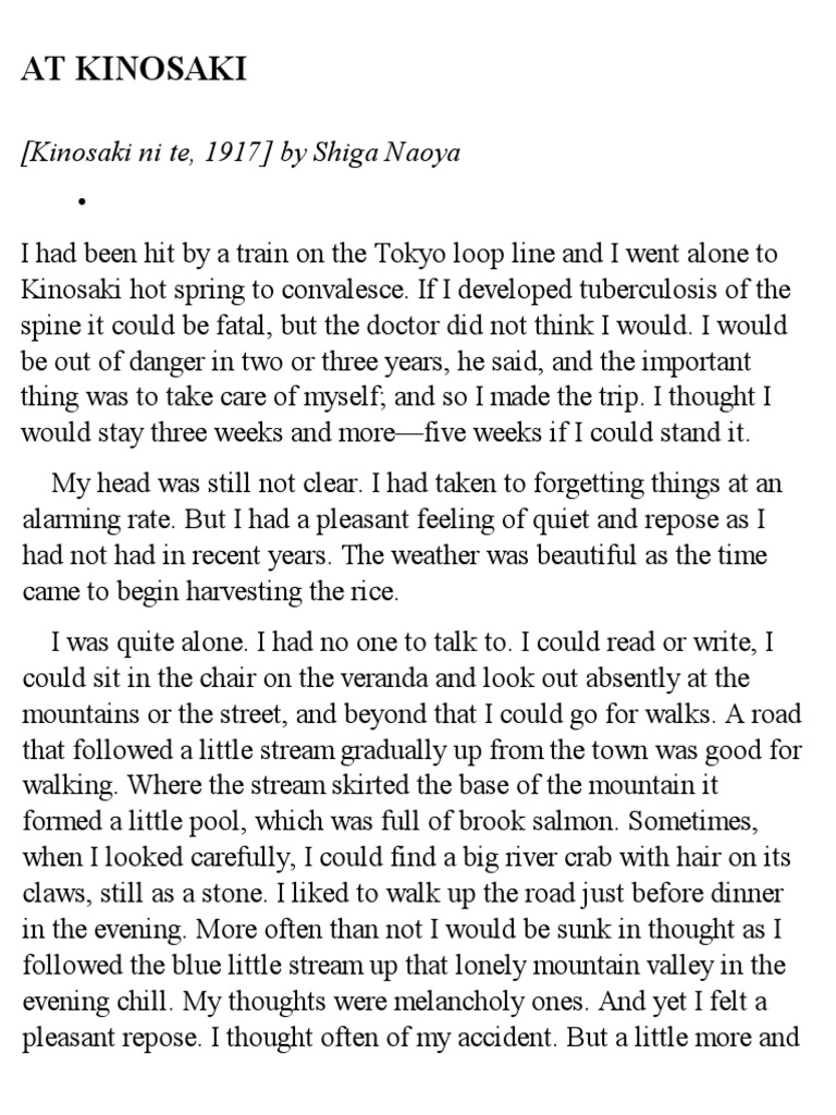 Shiga Naoya - at Kinosaki | PDF