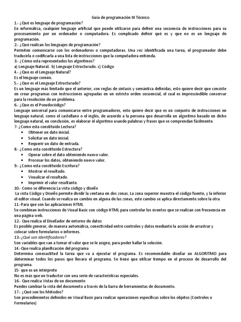 Guía Completa de Programación III | PDF | Lenguaje de programación ...