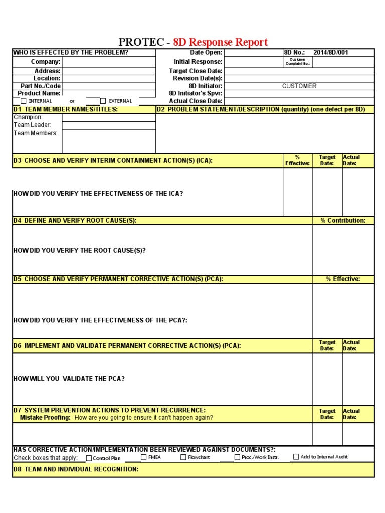 8D Problem Solving Report Template | PDF | Business | Computers