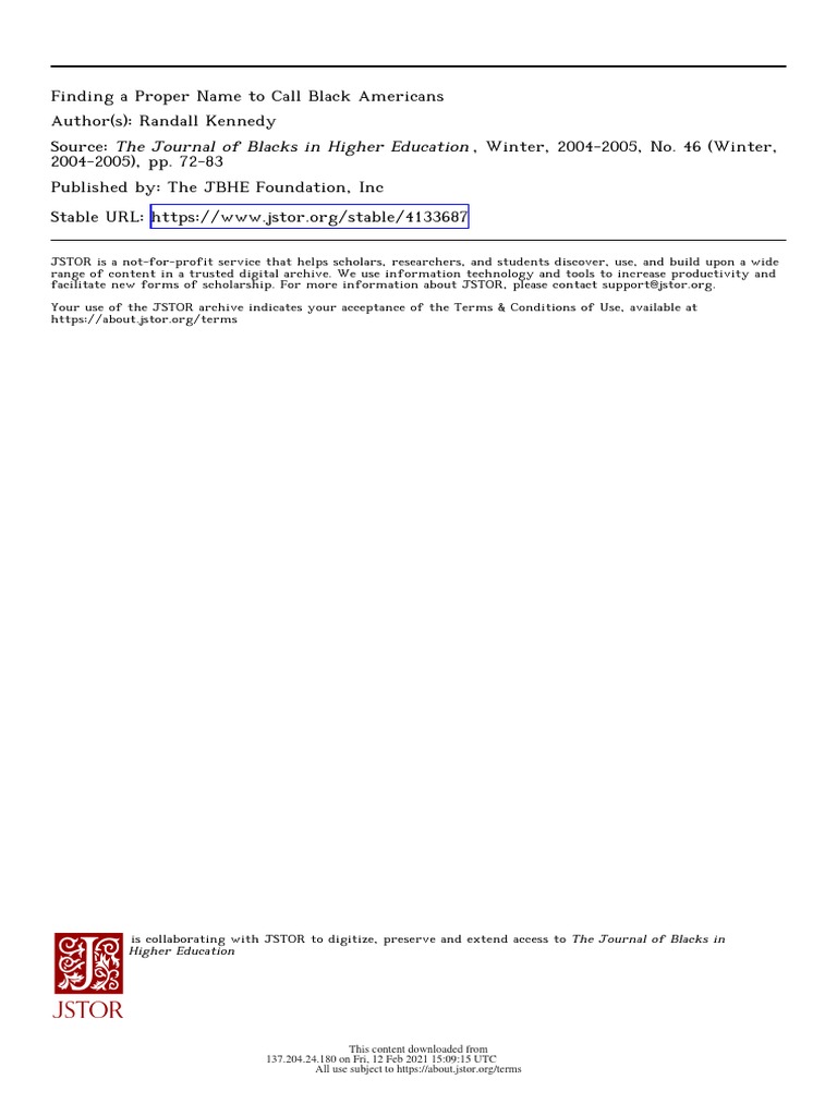 Finding A Proper Name To Call Black Americans | PDF | Black People | W ...