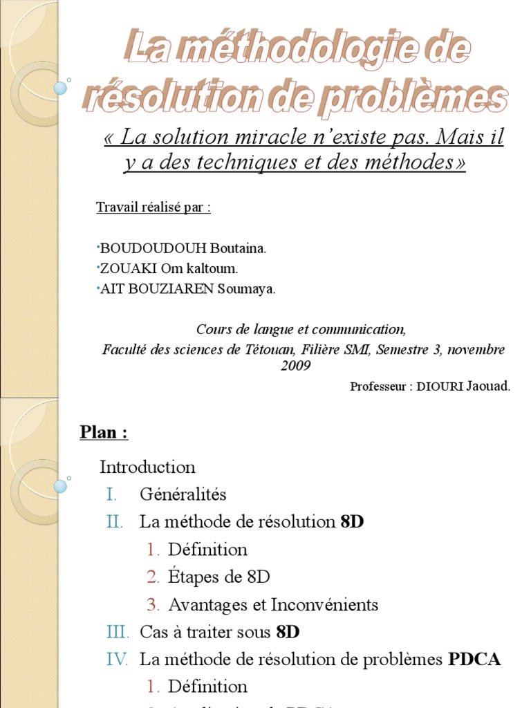 Methodologie de Resolution de Problemes | PDF