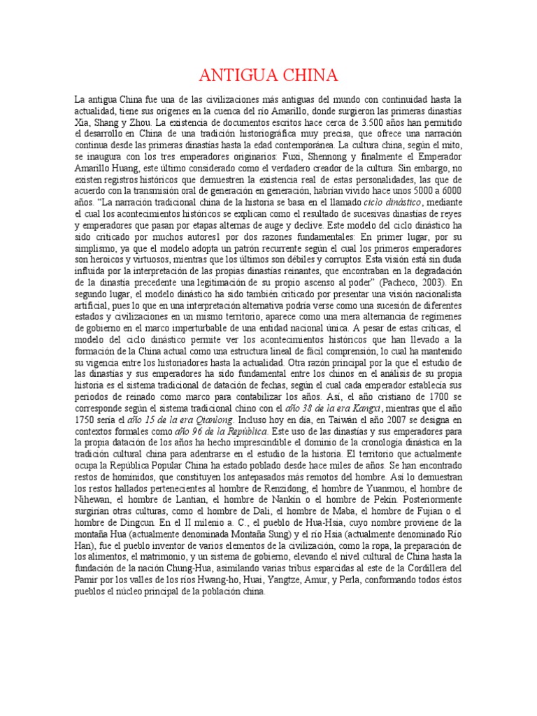 Antigua China | PDF | Historia de china | China