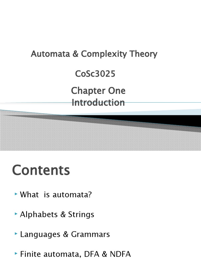 Automata & Complexity Theory Cosc3025: Chapter One | Download Free PDF | Theory Of Computation ...