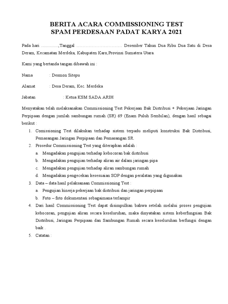 Ba Commissioning Test | PDF