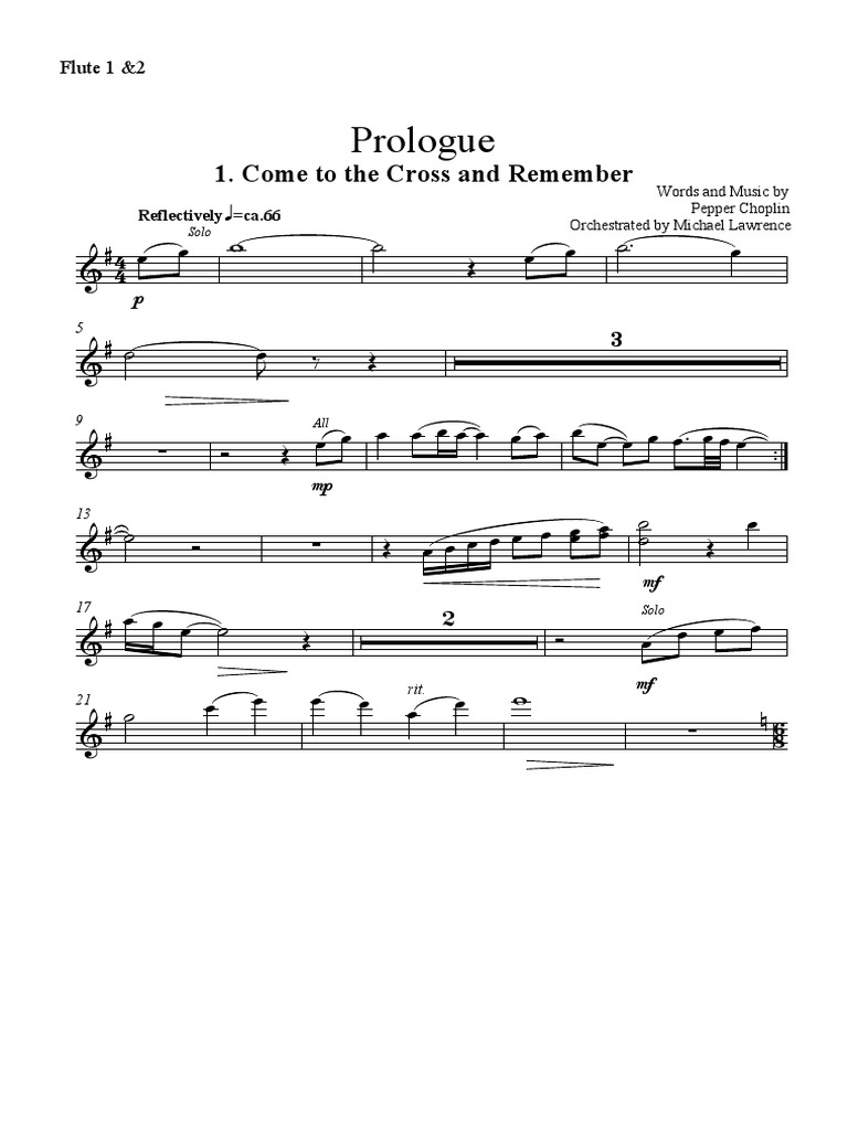 Come - To - The - Cross - and - Remember - Pepper - Choplin Flute 1 &2 ...