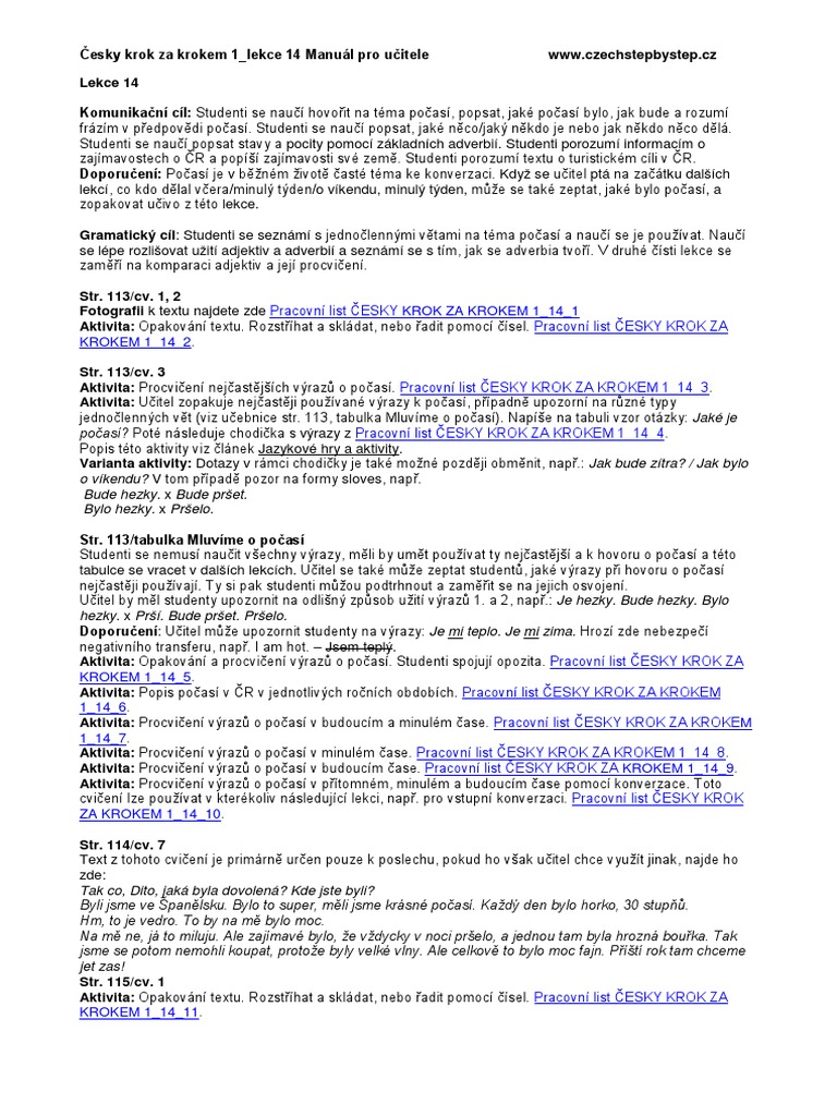 Ucitele Cesky Krok Za Krokem 1 14 | PDF