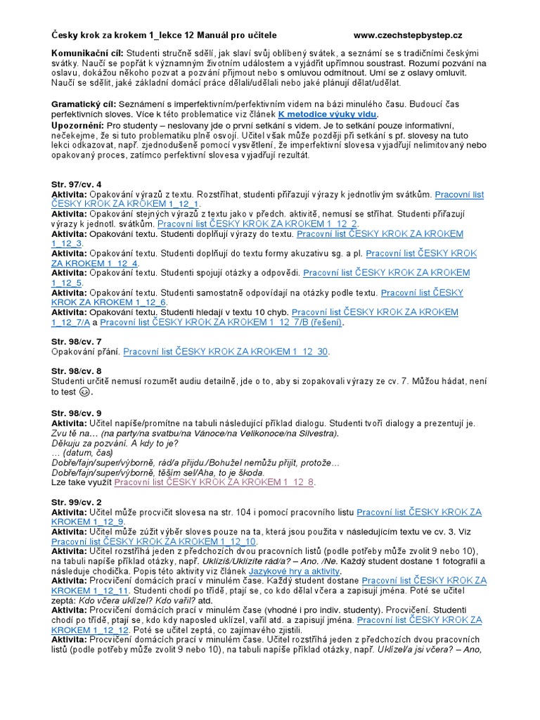 Ucitele Cesky Krok Za Krokem 1 12 | PDF