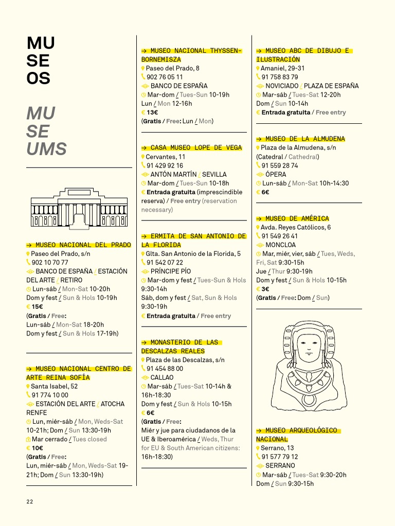Museos Gratis y Horarios en Madrid | PDF | España | Madrid