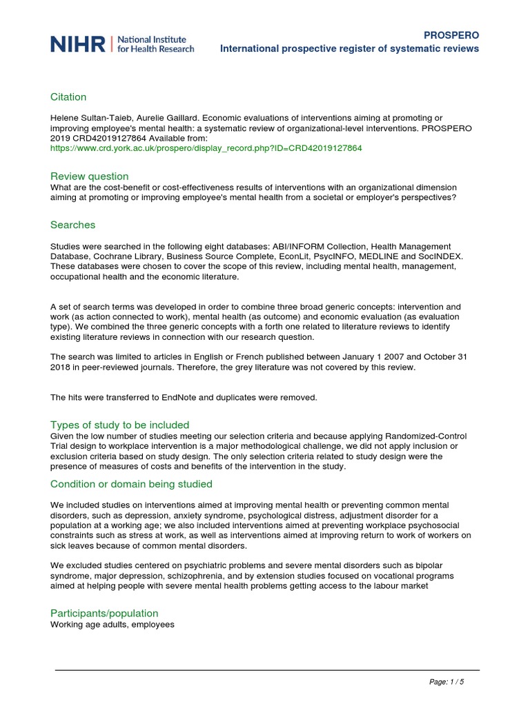 Citation: Prospero International Prospective Register of Systematic ...