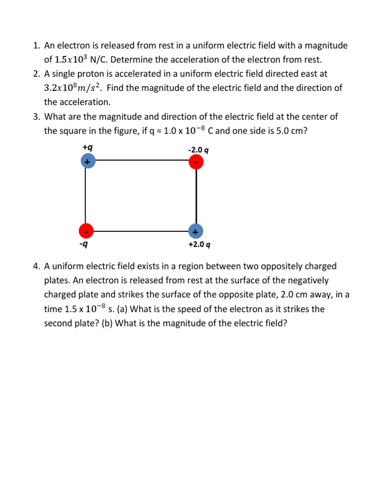 1 Quiz Electric Field and Force | PDF
