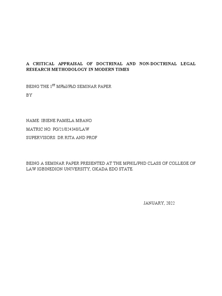 Doctrinal vs Non-Doctrinal Legal Research | PDF | Scientific Method ...
