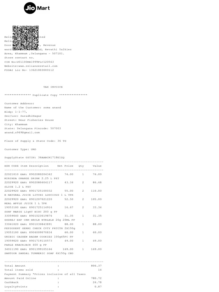 Retail Invoice for Soma Anand | PDF | Trade | Government Finances