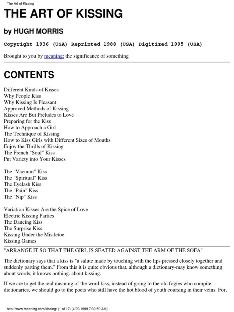 The Art of Kissing | PDF | Kiss | Lip