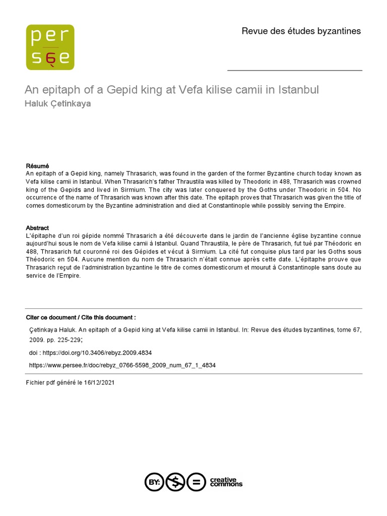 An Epitaph of A Gepid King | PDF | Late Antiquity