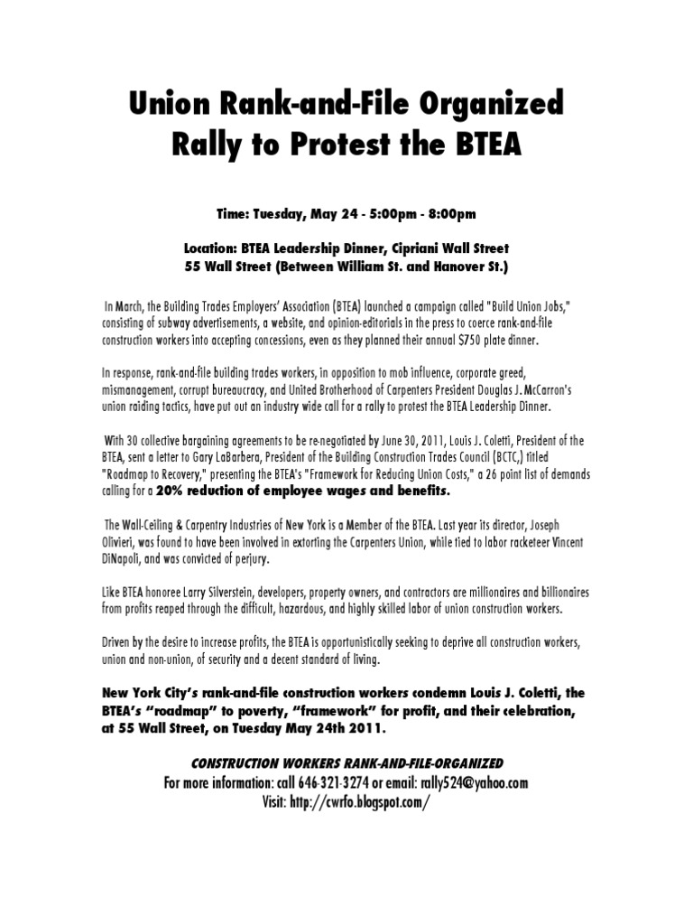 Union Workers Rally Against BTEA | PDF | Social Science