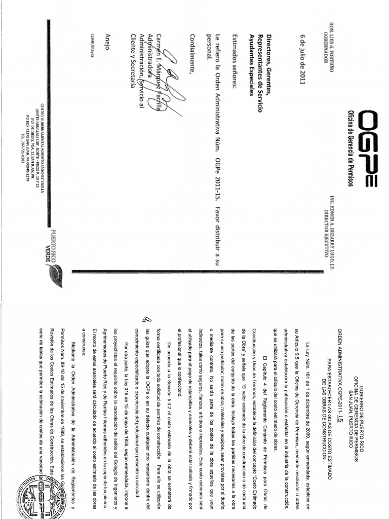 Orden Administrativa Ogpe 2011-15 | PDF