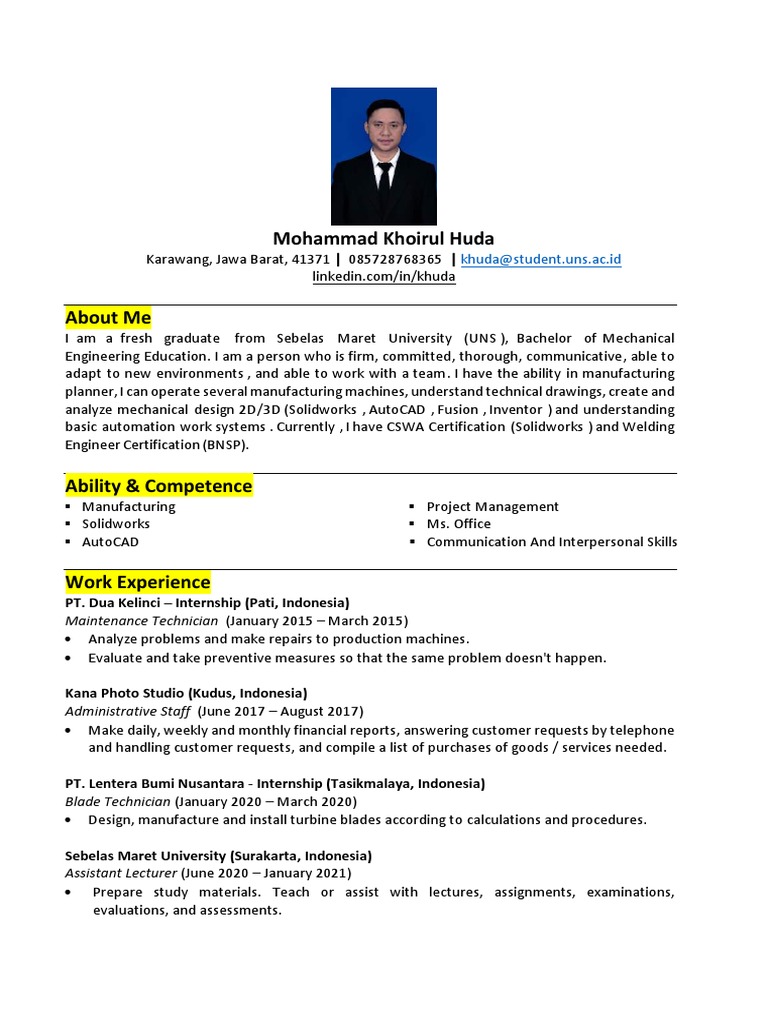 CV Huda - Ats | PDF | Engineering | Mechanical Engineering