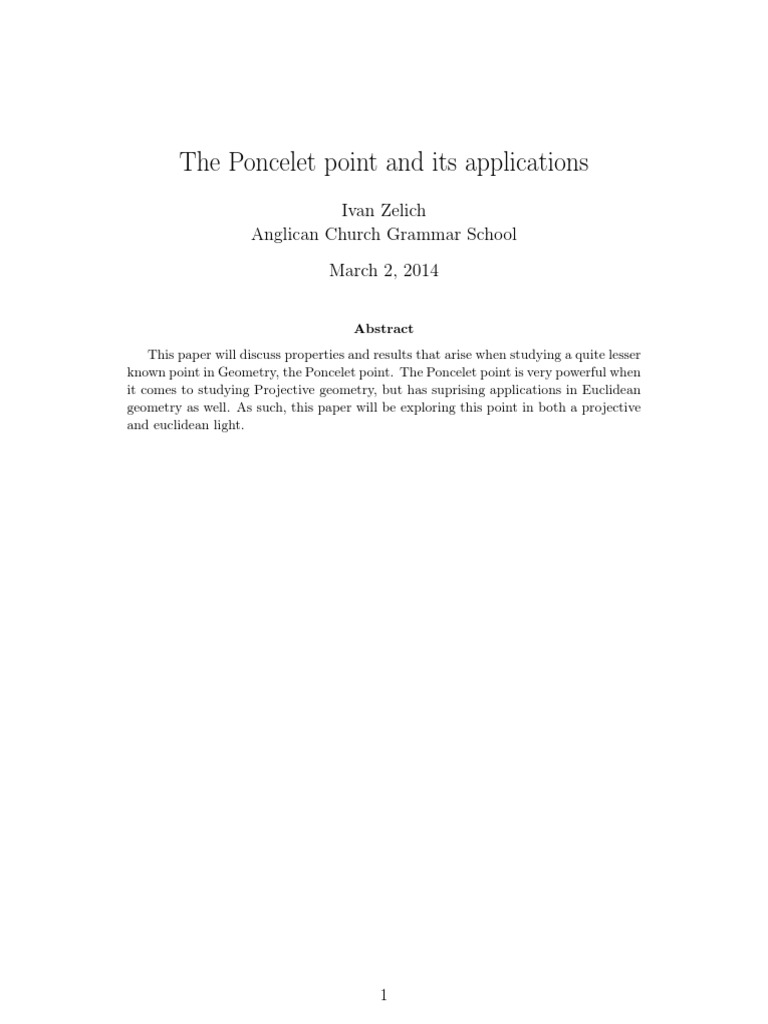 Exploring the Poncelet Point in Geometry | PDF | Triangle | Perpendicular