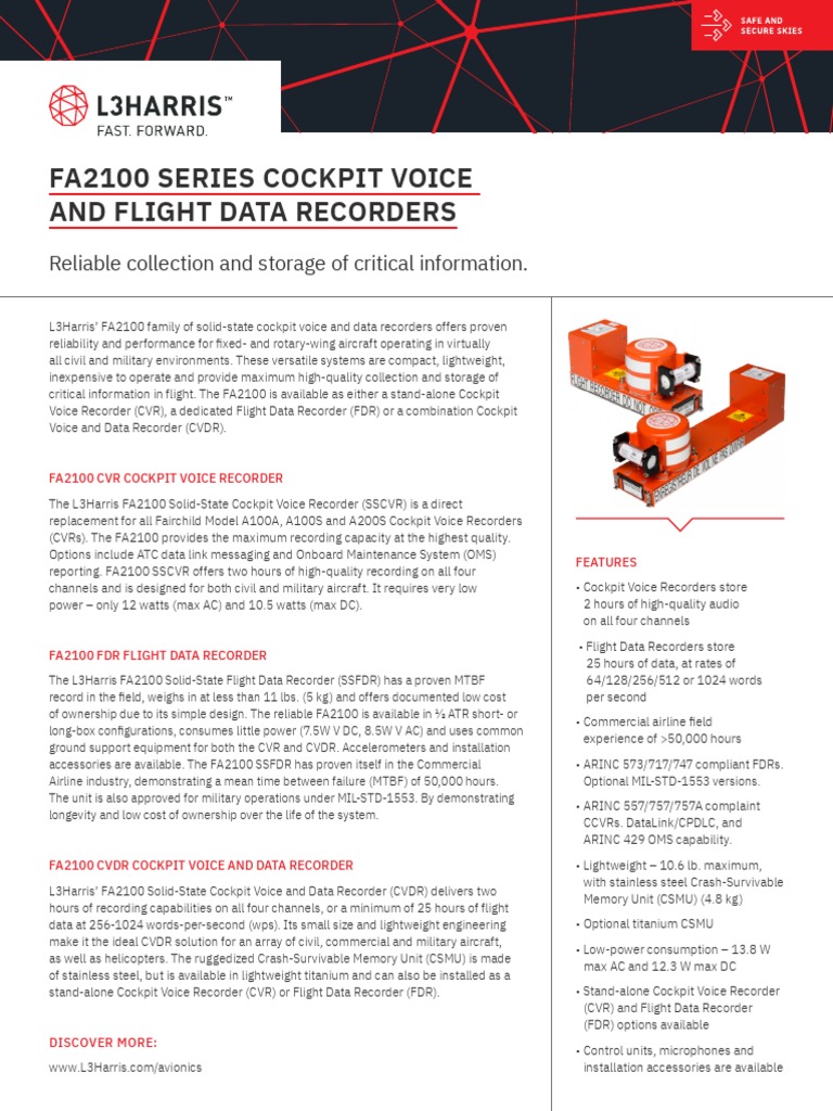 As Cas Brochure Avionics Fa2100 | PDF | Flight Recorder | Aviation