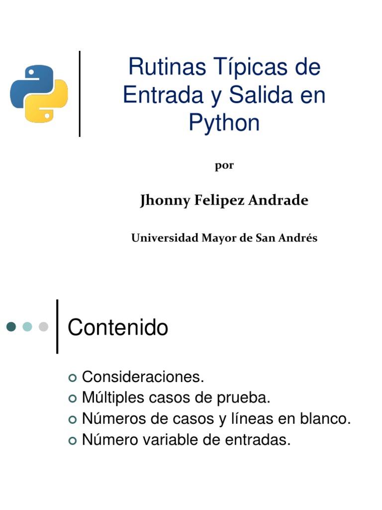 Rutinas de Entrada y Salida en Python v2 | PDF | Python (lenguaje de ...