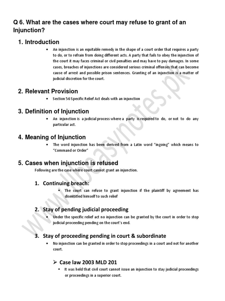 Injuction | PDF | Injunction | Legal Concepts