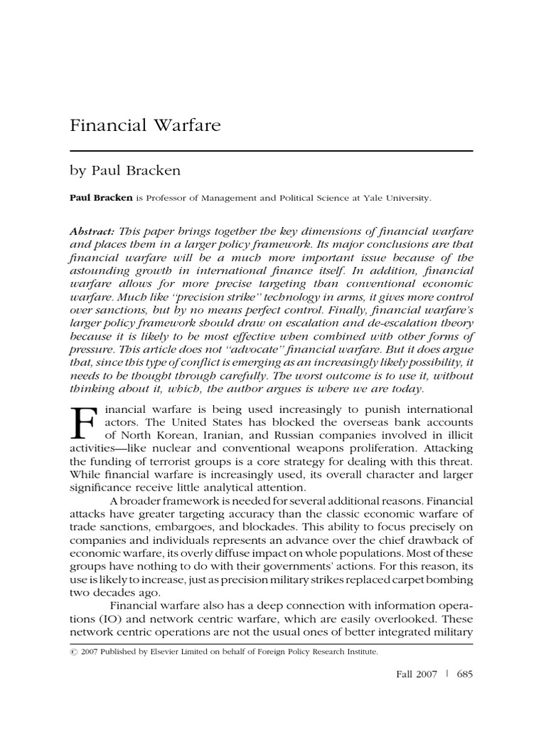 Paul Bracken Financial Warfare | Download Free PDF | Long Term Capital ...
