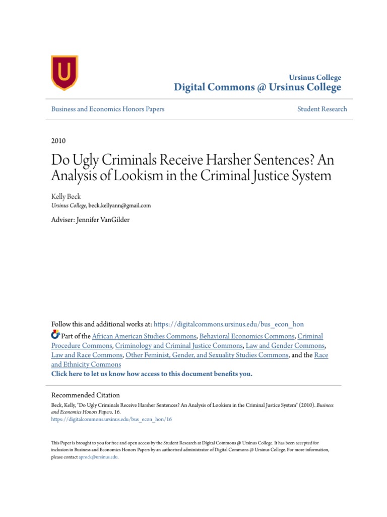 Do Ugly Criminals Receive Harsher Sentences - An Analysis of Look | PDF ...
