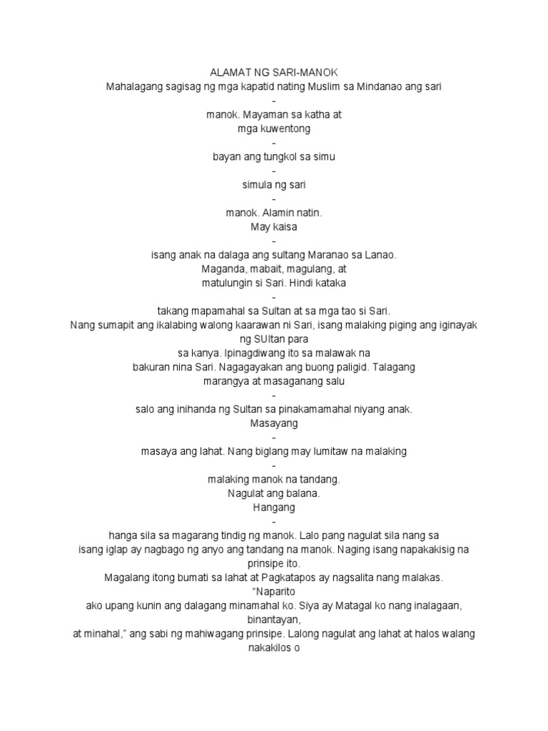 Alamat NG Sari-Manok | PDF