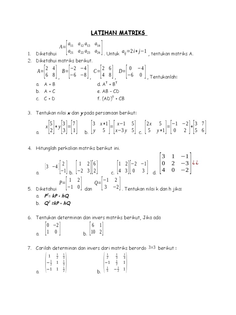 Latihan Matriks | PDF