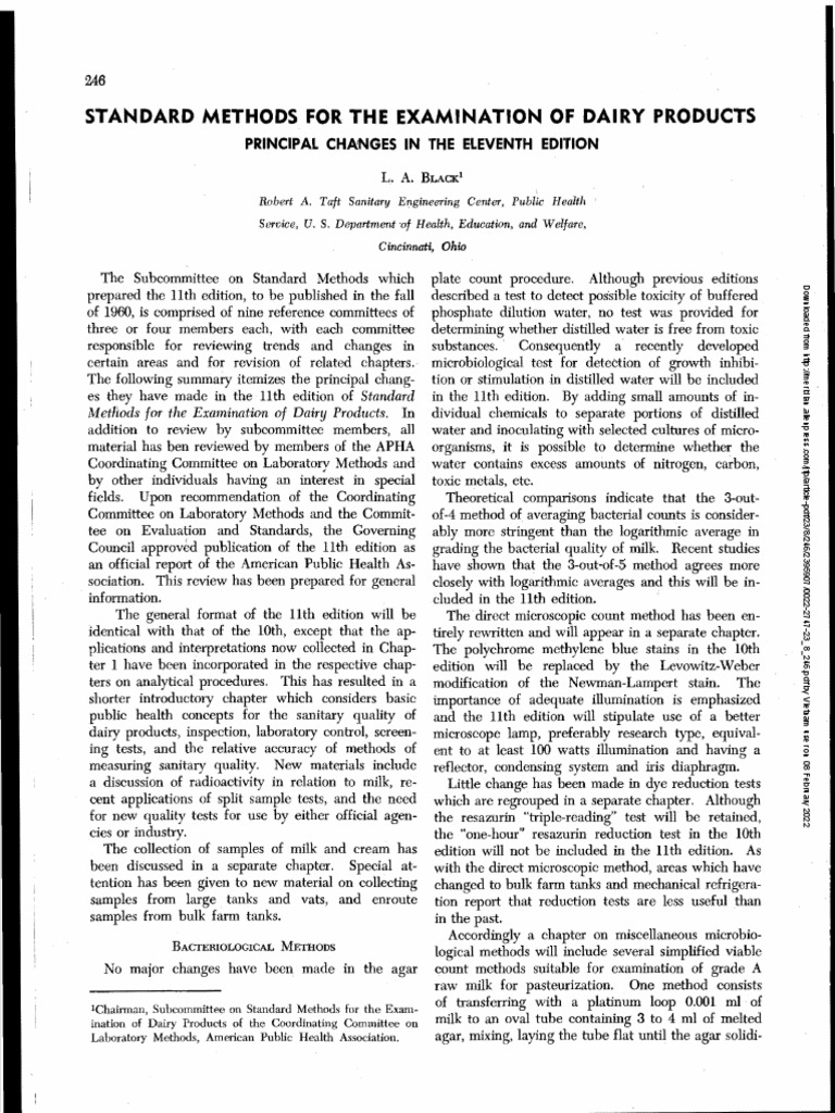 Standard Methods For The Examination of Dairy Products | PDF | Milk | Water
