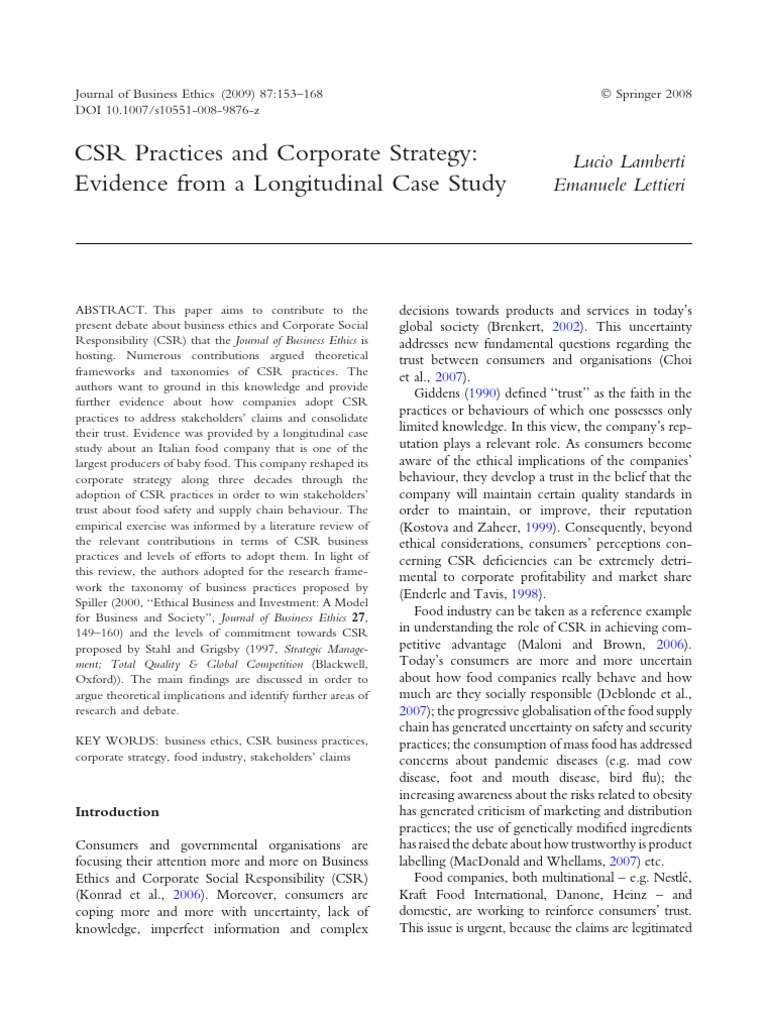 CSR Case Study | PDF | Business Ethics | Corporate Social Responsibility
