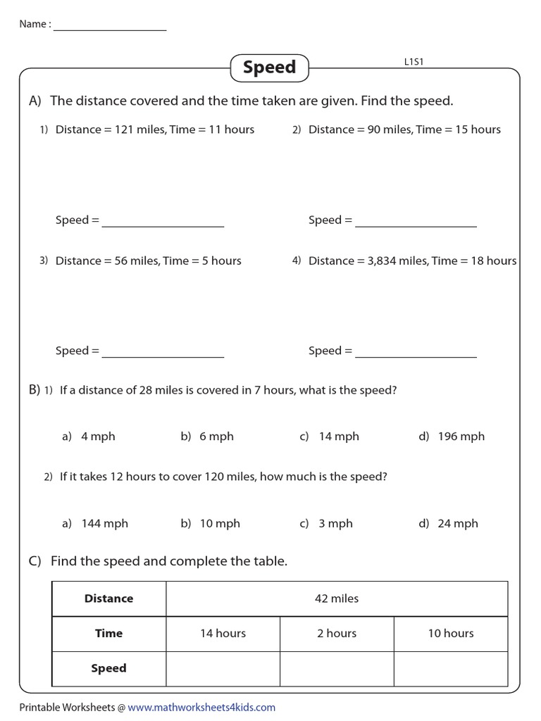 Calculating Speed from Distance and Time Data | PDF