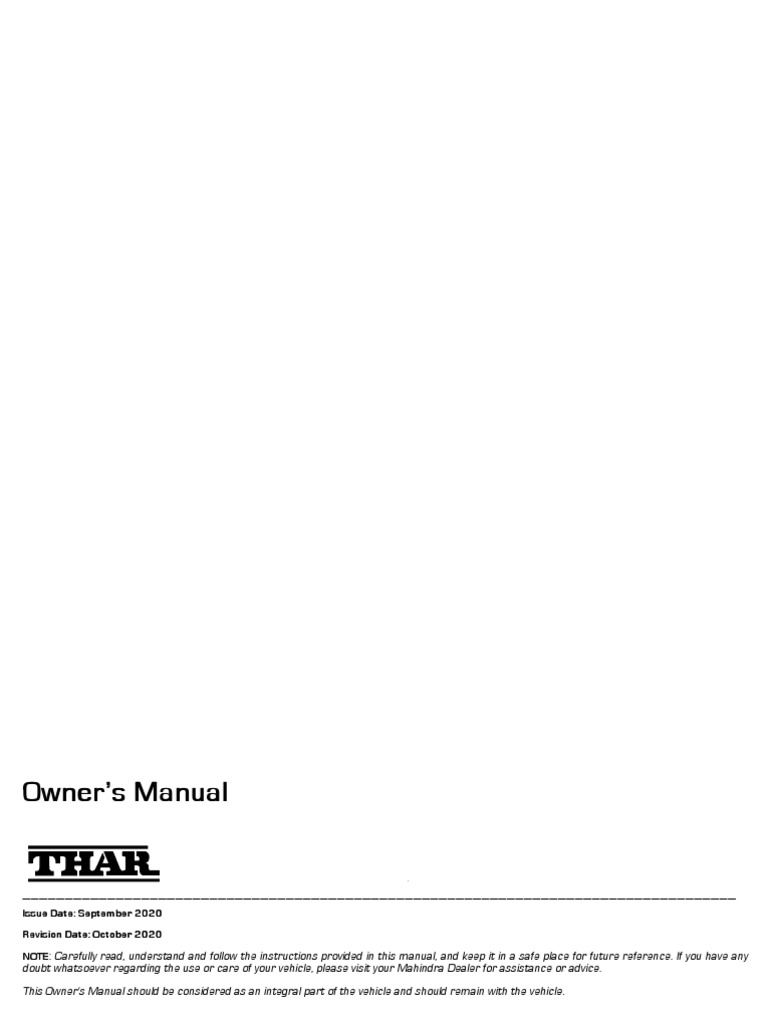W501 - NEW THAR - OwnersManual | PDF | Airbag | Vehicles