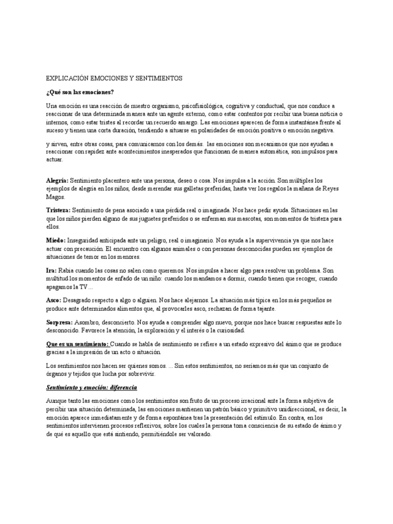 Emocion Pdf Las Emociones Sensación