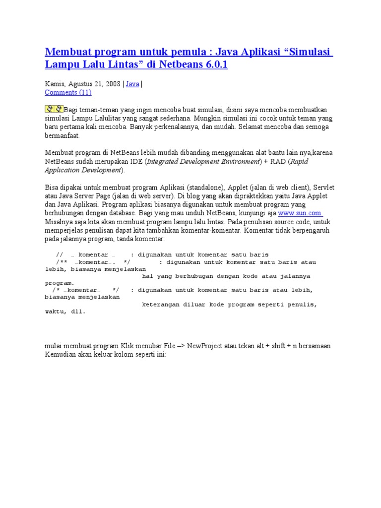 Java Aplikasi Simulasi Lampu Lalu Lintas | PDF