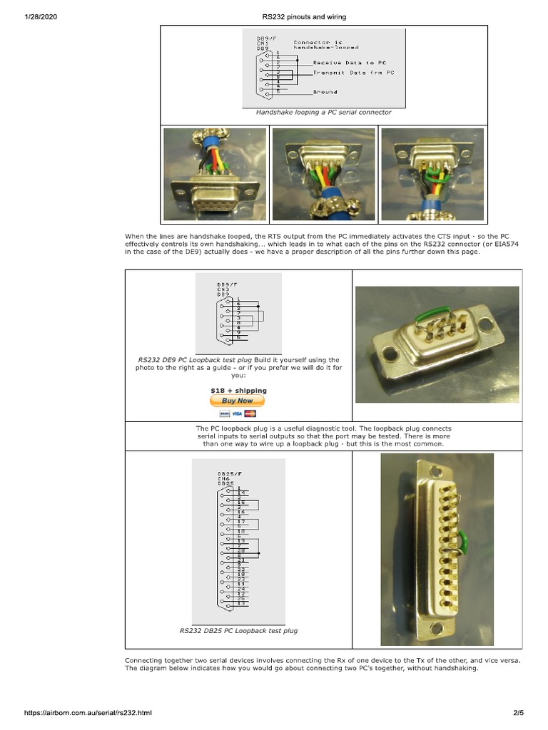 RS232 Pinouts and Wiring | PDF