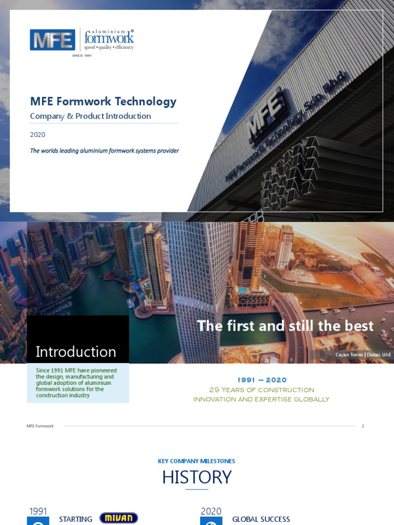 MFE Formwork Technology: Company & Product Introduction | PDF | Concrete | Reuse