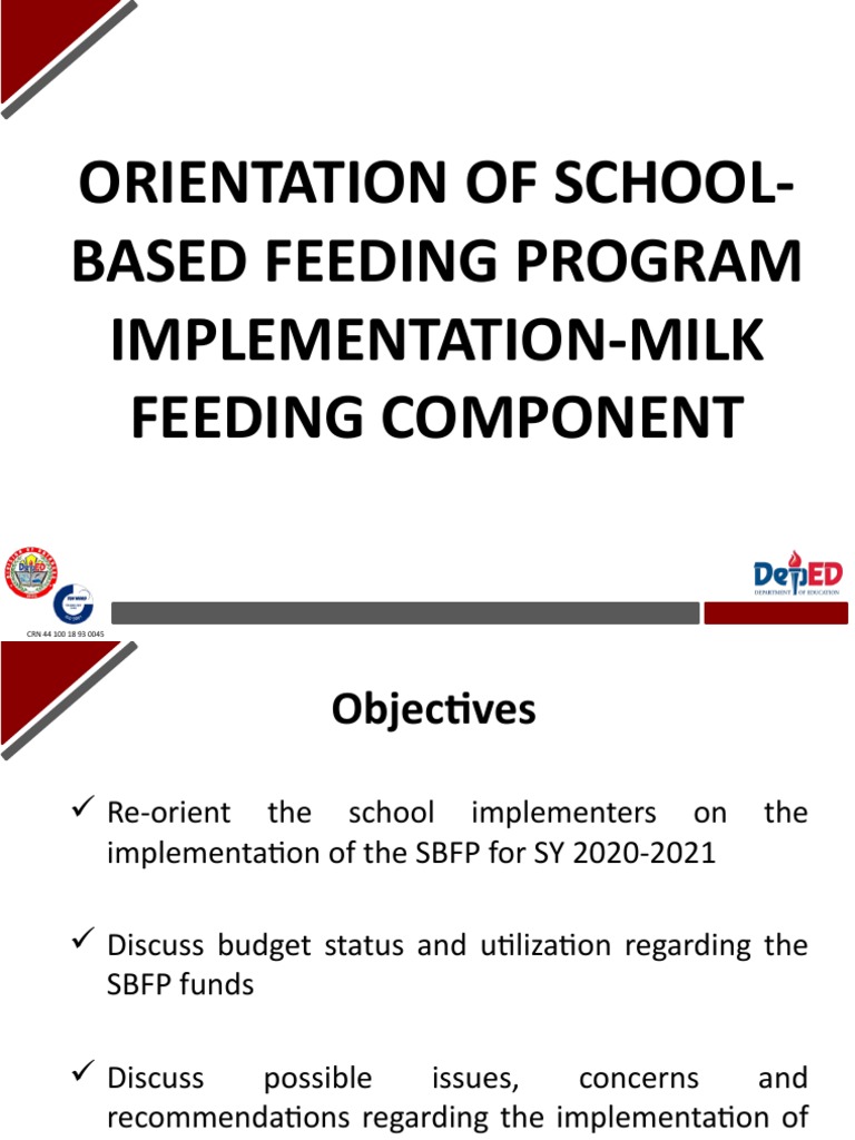 SBFP Re Orientation 2020 | PDF | Breads | Foods