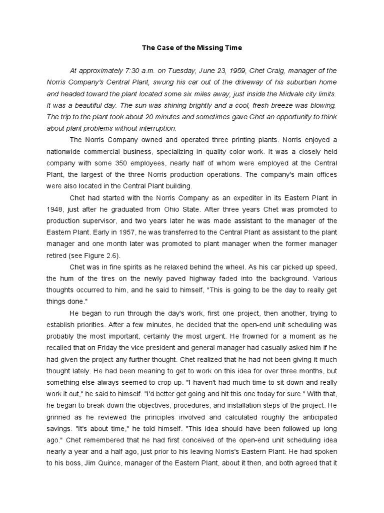 The Case of The Missing Time | PDF | Time Management | Professional Skills