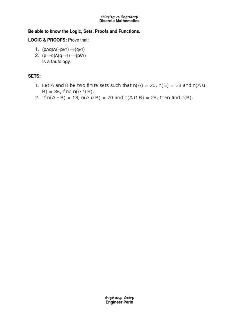 Be Able To Know The Logic Sets Proofs and Functions. | PDF
