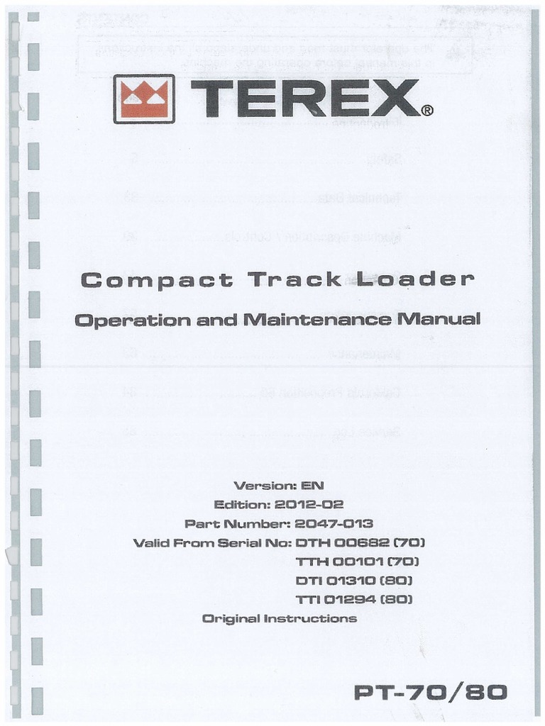 Terex PT80 Operators Manual | PDF