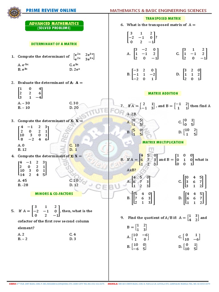Advamced Math Solved Problems | PDF | Matrix (Mathematics) | Determinant