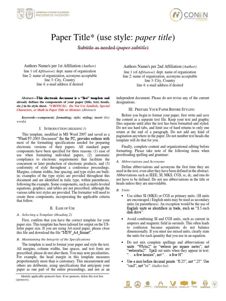 Paper Title (Use Style: Paper Title) : Subtitle As Needed (Paper ...