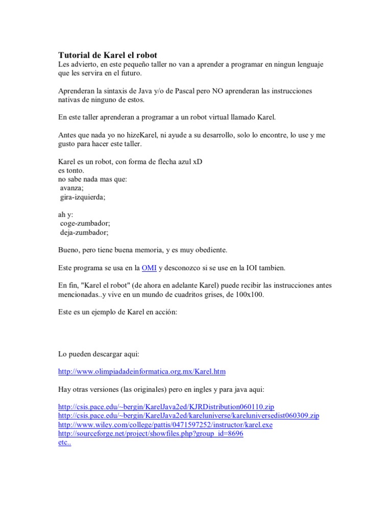 Tutorial de Karel El Robot | PDF | Programa de computadora | Programación