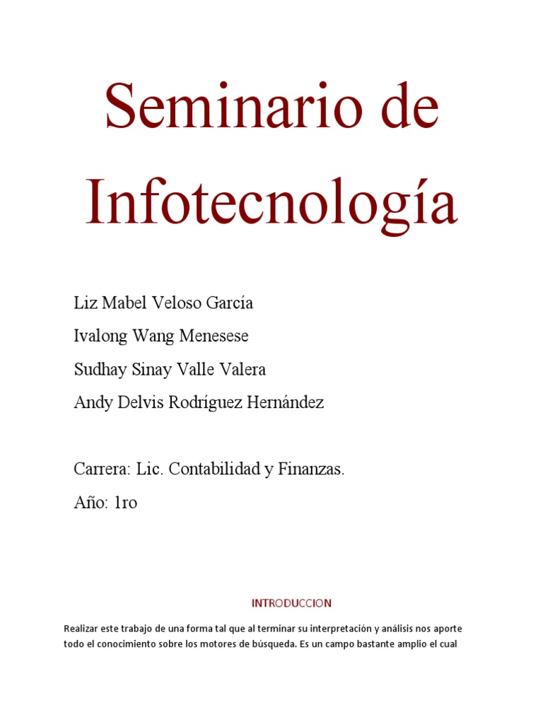 Seminario Infotecnologia | PDF | Red mundial | Internet y web